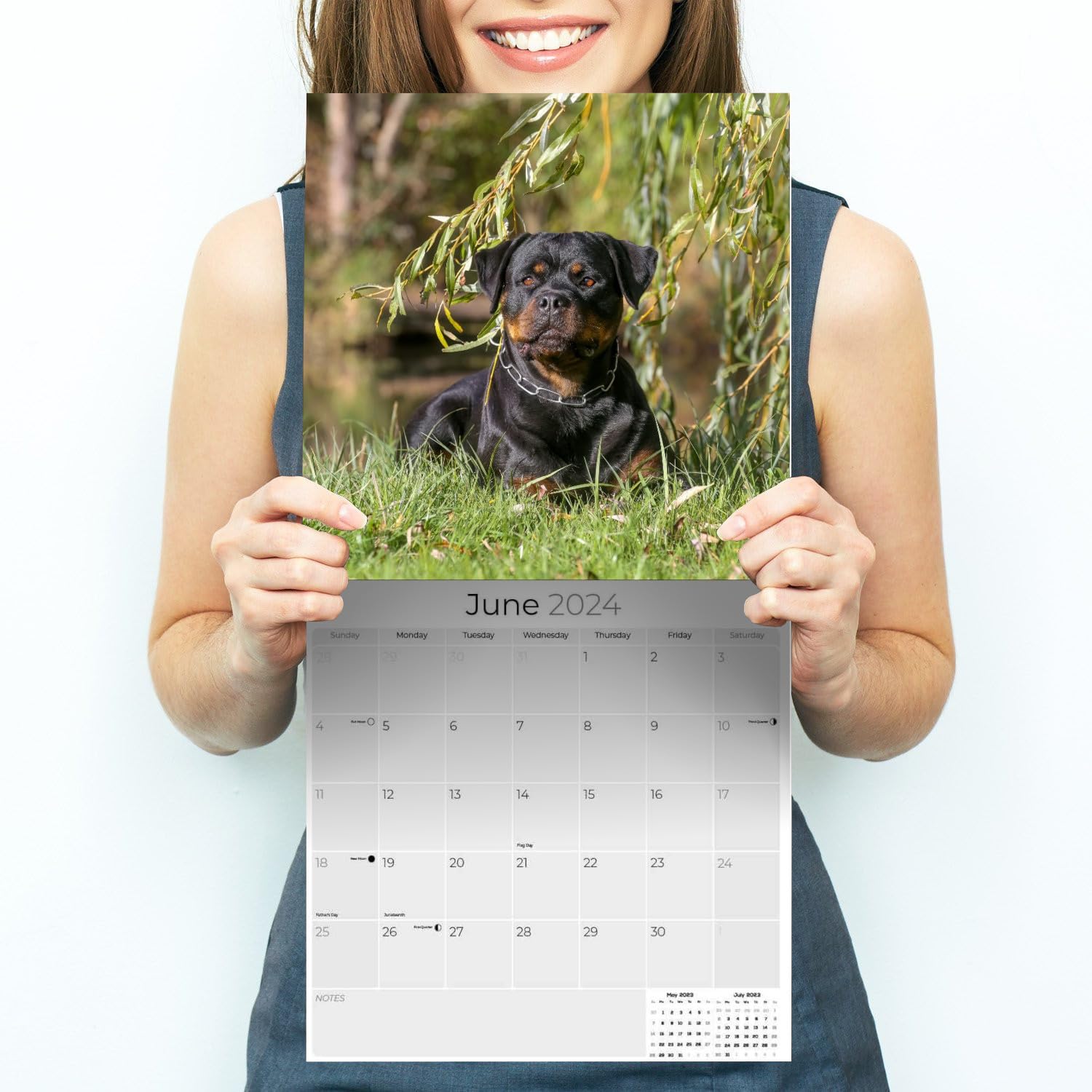 2023 2024 Rottweiler Calendar - Dog Breed Monthly Wall Calendar - 12 x 24 Open - Thick No-Bleed Paper - Giftable - Academic Teacher's Planner Calendar Organizing & Planning - Made in USA