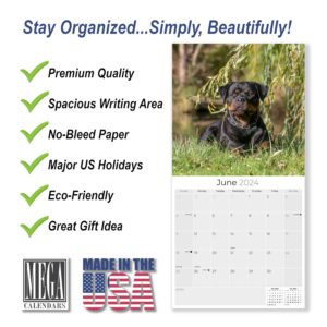 2023 2024 Rottweiler Calendar - Dog Breed Monthly Wall Calendar - 12 x 24 Open - Thick No-Bleed Paper - Giftable - Academic Teacher's Planner Calendar Organizing & Planning - Made in USA