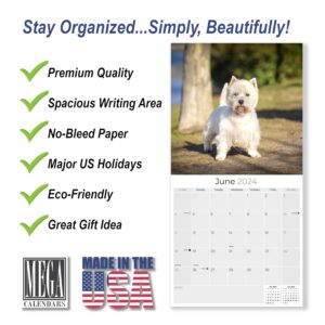 2023 2024 West Highland Terrier Calendar - Dog Breed Monthly Wall Calendar - 12 x 24 Open - Thick No-Bleed Paper - Giftable - Academic Teacher's Planner Calendar Organizing & Planning - Made in USA