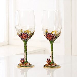 Bestbling Dragonfly Enamel Handcraft Artisan Painted Wine Glass Gift, Set of 2