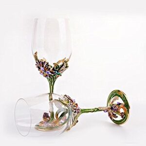 Bestbling Dragonfly Enamel Handcraft Artisan Painted Wine Glass Gift, Set of 2