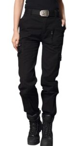 chouyatou women's military straight fit stylish combat cargo slacks pants (small, black)