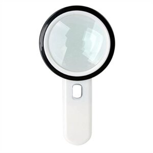 12 led lighted magnifier 20x handheld reading loupe magnifier 105mm, battery powered illuminated magnifying glass for reading,inspection,coins,rock,science,craft and hobby