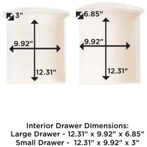 Homz Clear Plastic 4 Drawer Medium Home Organization Storage Container Tower w/2 Large and 2 Small Drawers, and Removeable Caster Wheels, White Frame