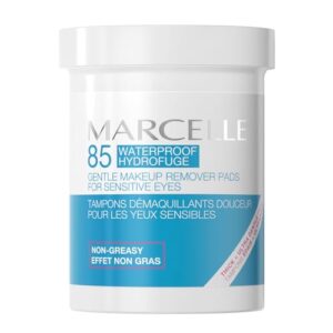 marcelle gentle eye make-up remover pads, sensitive eyes, waterproof makeup removal, hypoallergenic, fragrance-free, paraben-free, alcohol-free, cruelty-free, 85 pads