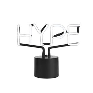 amped & co hype real neon light novelty desk lamp, large 9.6x8.3", white glow