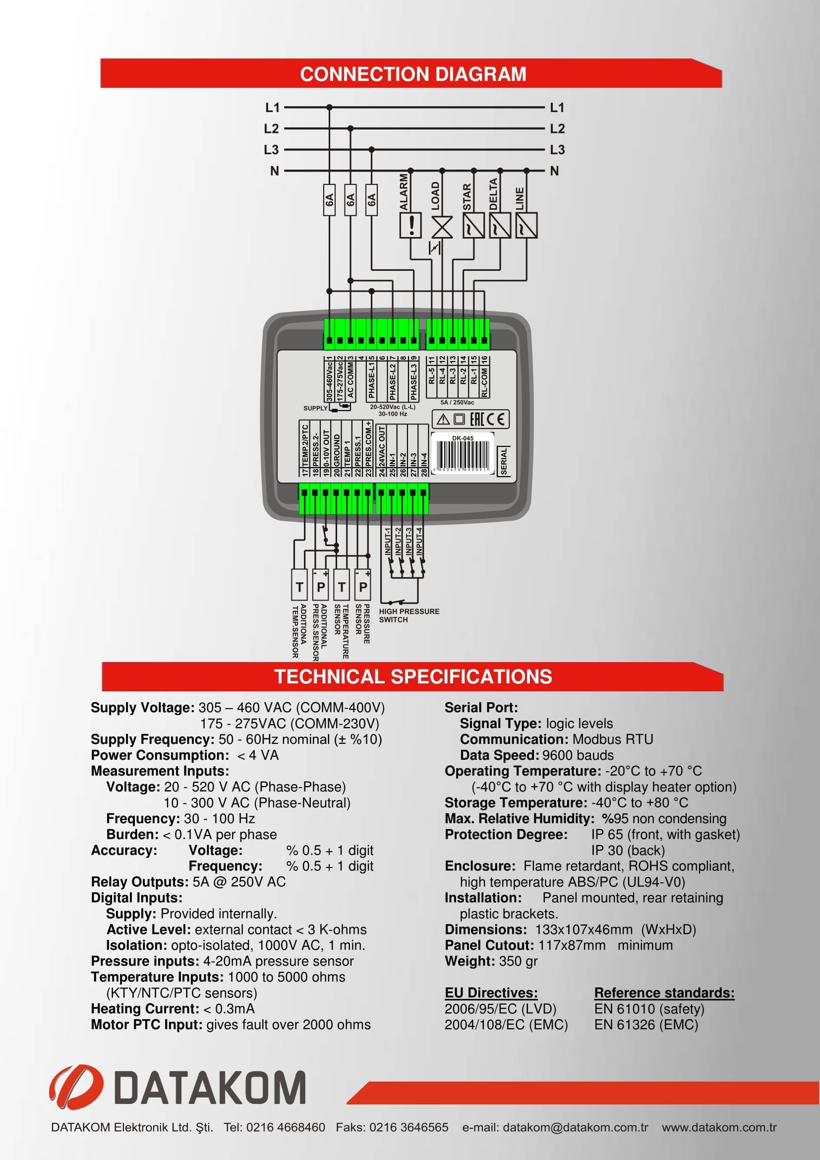 DATAKOM DK-45 Electric Motor Driven Compressor Controller