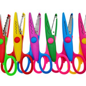 Kinteshun Lacework Wavy Paper Edger Scissors Pinking Shears Set for Handcraft Works(6pcs,Different Cutting Effects)