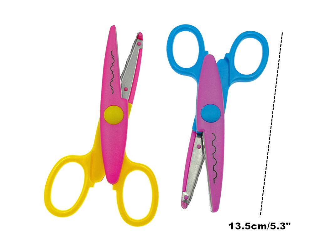 Kinteshun Lacework Wavy Paper Edger Scissors Pinking Shears Set for Handcraft Works(6pcs,Different Cutting Effects)