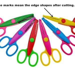 Kinteshun Lacework Wavy Paper Edger Scissors Pinking Shears Set for Handcraft Works(6pcs,Different Cutting Effects)