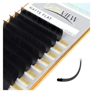 lashview eyelash extensions,ellipse flat eyelash extensions 0.15mm c curl 8-15mm mixed tray,mink black,individual lashes,super matte extremely soft professional salon use