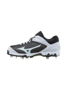 mizuno women's swift 5 fastpitch cleat softball shoe, black/white, 7 b us