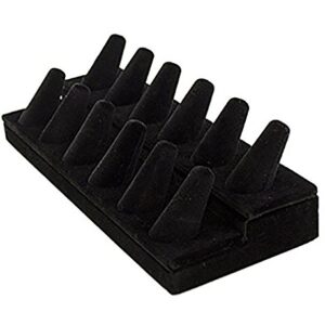 Adorox 2 sets of Finger Black Velvet Ring Trays Accessory Foam Pads Showcase Counter Top Display Jewelry Holder 5.5'' Holiday Gift Christmas