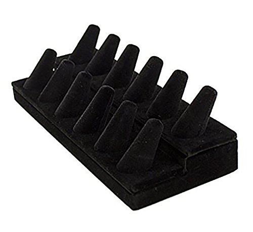 Adorox 2 sets of Finger Black Velvet Ring Trays Accessory Foam Pads Showcase Counter Top Display Jewelry Holder 5.5'' Holiday Gift Christmas