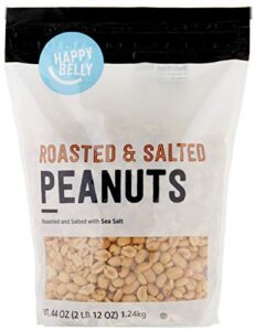 amazon brand - happy belly roasted and salted peanuts, 44 ounce (pack of 1)