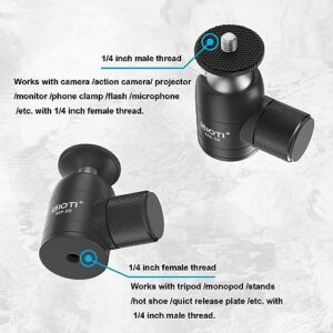 SIOTI Tripod Mini Ball Head, Swivel Mini Ball Head, Panoramic 360° Vertical Pan 90°, Compatible with Digital Camera/Compact DSLR/Cell Phone/Monopod/Light Stand/Action Camera etc.