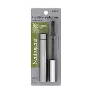 neutrogena healthy volume lash-plumping mascara, volumizing and conditioning mascara with olive oil to build fuller lashes, clump-, smudge- and flake-free, black 02, 0.21 oz