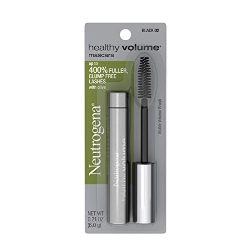 Neutrogena Healthy Volume Lash-Plumping Mascara, Volumizing and Conditioning Mascara with Olive Oil to Build Fuller Lashes, Clump-, Smudge- and Flake-Free, Black 02, 0.21 oz