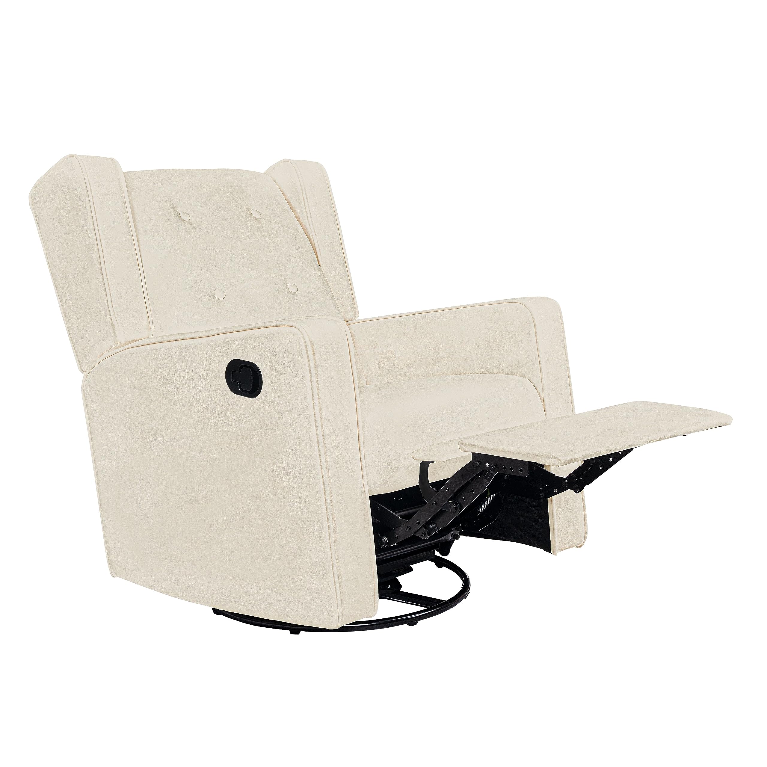 Naomi Home Relieve Muscle Aches with Nursery Glider, Upholstered Rocker Recliner Comfortable Rocking Chair with 360° Swivel Motion, Soft Cushions for Nursing and Bonding, Baby Reclining Chair (Cream)