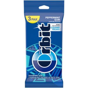 orbit peppermint sugarfree gum, 14 count pack of 3