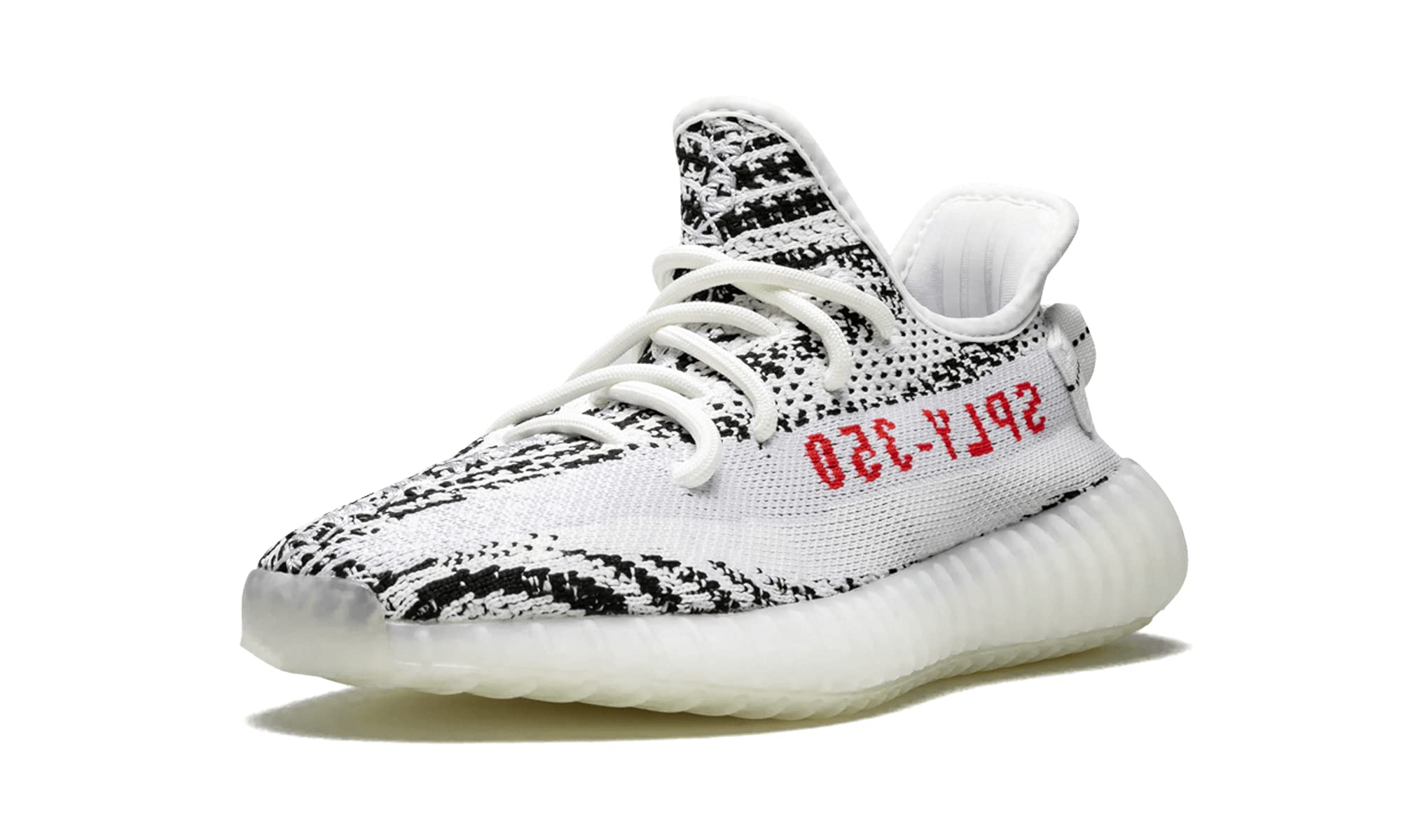 adidas Mens Yeezy Boost 350 V2 Zebra White/Black-Red Fabric Size 10.5