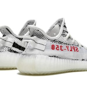 adidas Mens Yeezy Boost 350 V2 Zebra White/Black-Red Fabric Size 10.5