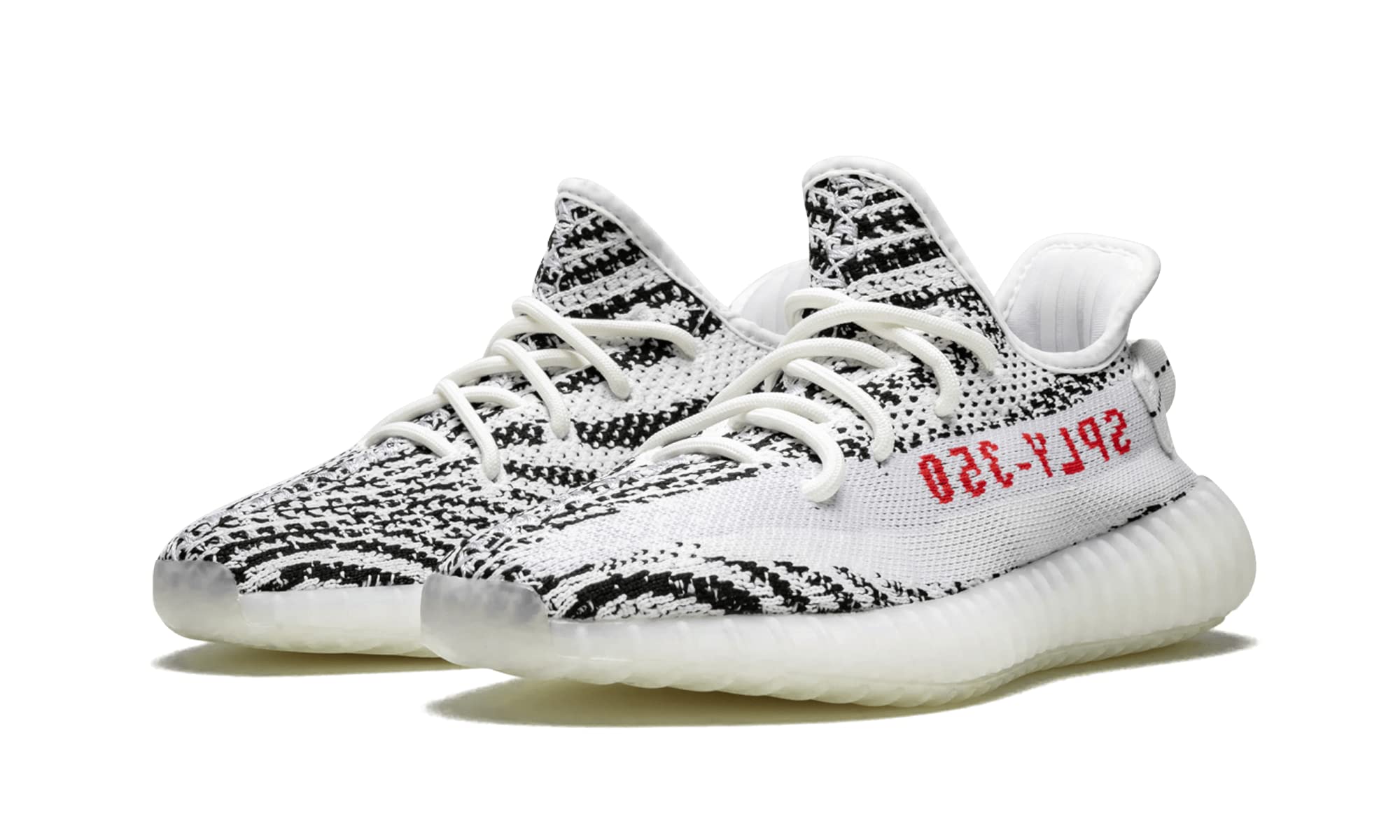 adidas Mens Yeezy Boost 350 V2 Zebra White/Black-Red Fabric Size 10.5