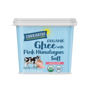 usda certified organic grass fed ghee with himalayan salt, 12oz, carrington farms