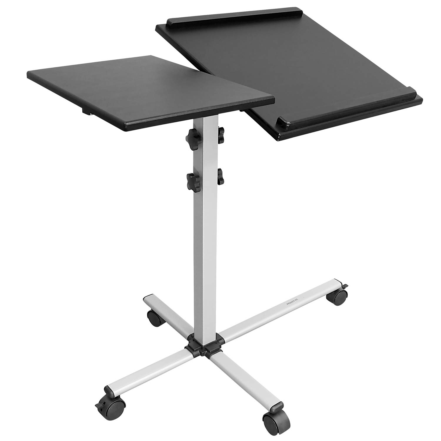 Mount-It! Rolling Laptop Tray and Projector Cart, Height Adjustable Presentation Cart with Wheels | Overbed Table with Tilting Tabletop (MI-7945)