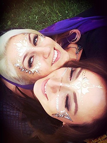 Gold Temporary Tattoos by Golden Ratio Tats, Metallic Festival Face Paint, Gold and White Masquerade Tattoos (Wifey Face Mask)