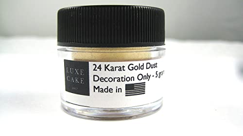 24 Karat Gold Luxury Luster Cake Dust, 5 grams for Cakes, Cupcakes, Cookies, Icing, Chocolate Wedding Party Baking Cupcake Cookie Ice Cream Decoration Supplies