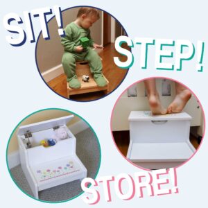 Personalized Boys Storage Step Stool (Robots)