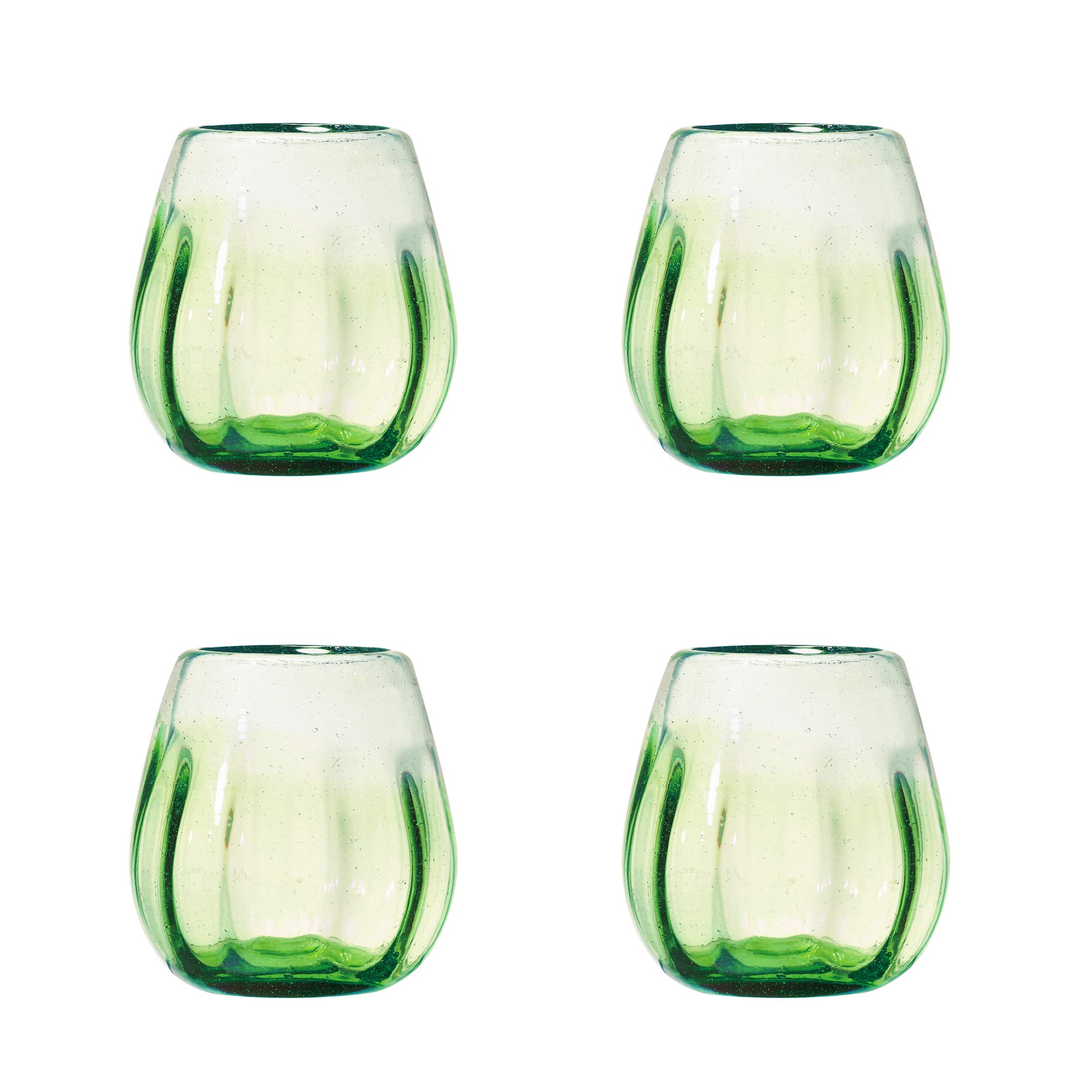 Amici Home Rosa Stemless Wine Glass, Lime Green | Set of 4 | Authentic Mexican Handmade Glassware | Wine Glasses for Red or White Wine, Cocktails | 16 Oz