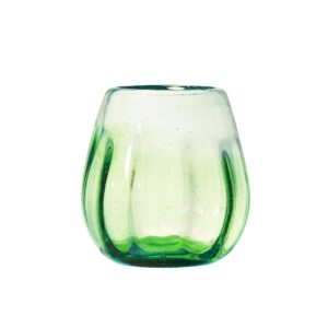 Amici Home Rosa Stemless Wine Glass, Lime Green | Set of 4 | Authentic Mexican Handmade Glassware | Wine Glasses for Red or White Wine, Cocktails | 16 Oz