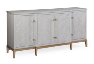 bassett mirror company 2430-dr-576ec perrine server oyster white, satin brass, 68" l x 19" w x 36" h