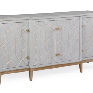 Bassett Mirror Company 2430-DR-576EC Perrine Server Oyster White, Satin Brass, 68" L x 19" W x 36" H