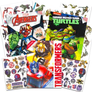 superhero temporary tattoos for boys kids party bundle -- 125 licensed tattoos with stickers featuring transformers, marvel avengers and teenage mutant ninja turtles (party supplies)