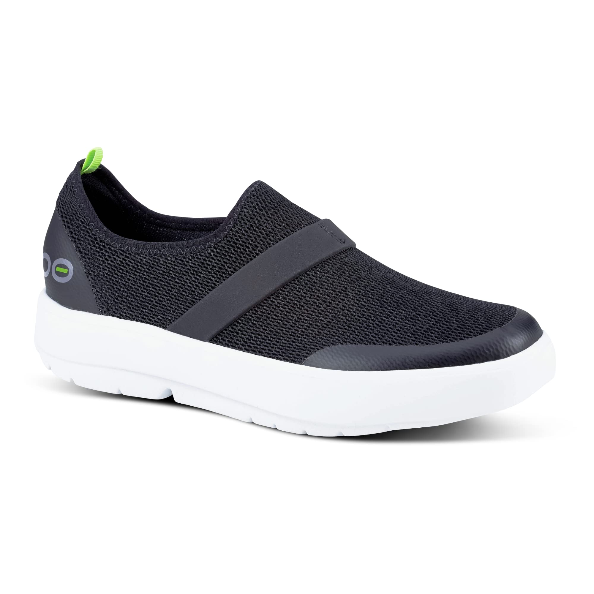 OOFOS OOmg Low Shoe, White & Black - Women’s Size 8 - Lightweight Recovery Footwear - Reduces Stress on Feet, Joints & Back - Machine Washable