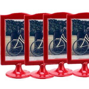 4 Pack Self Standing Red Photo Frame,Each Frame Holds 2 Pictures,Sign Holder 4x6"Pedestal Photo Frame with Inserts & Base,2 Sided Frame for Vertical Display Postcards,Tickets,Family Photo Frame