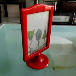 4 Pack Self Standing Red Photo Frame,Each Frame Holds 2 Pictures,Sign Holder 4x6"Pedestal Photo Frame with Inserts & Base,2 Sided Frame for Vertical Display Postcards,Tickets,Family Photo Frame