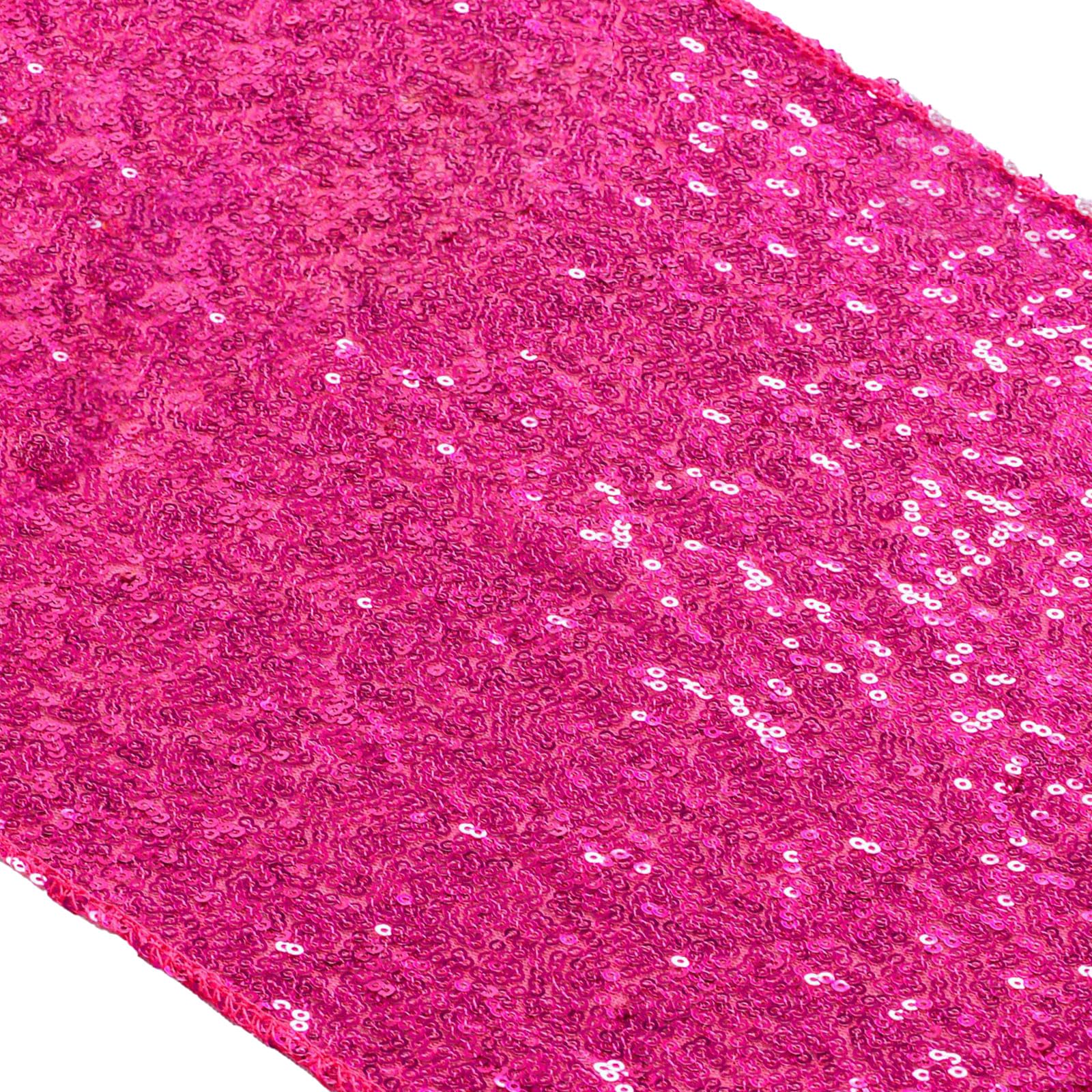 ShinyBeauty 12x108-Inch Hot Pink Sparkly Sequin Table Runner Glitz Sequin Table Runner for Wedding Part/Event Linen (Hot Pink)