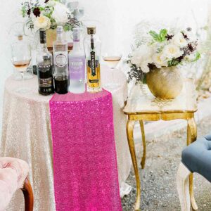 ShinyBeauty 12x108-Inch Hot Pink Sparkly Sequin Table Runner Glitz Sequin Table Runner for Wedding Part/Event Linen (Hot Pink)