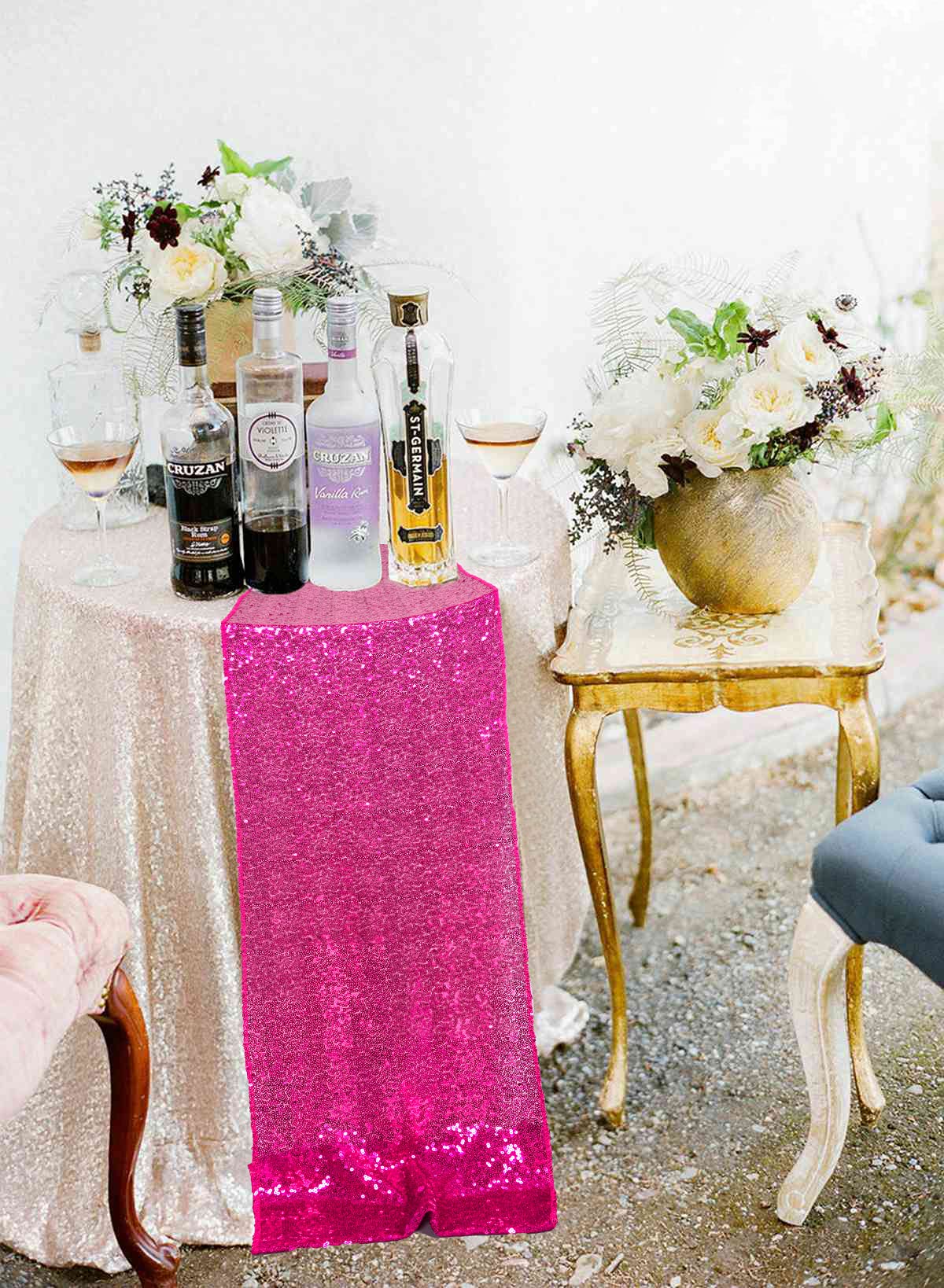 ShinyBeauty 12x108-Inch Hot Pink Sparkly Sequin Table Runner Glitz Sequin Table Runner for Wedding Part/Event Linen (Hot Pink)