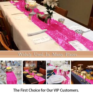 ShinyBeauty 12x108-Inch Hot Pink Sparkly Sequin Table Runner Glitz Sequin Table Runner for Wedding Part/Event Linen (Hot Pink)