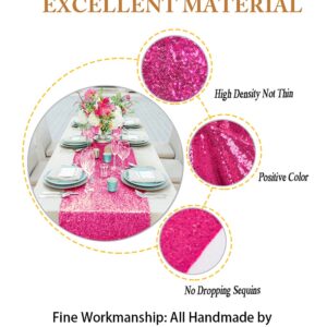 ShinyBeauty 12x108-Inch Hot Pink Sparkly Sequin Table Runner Glitz Sequin Table Runner for Wedding Part/Event Linen (Hot Pink)