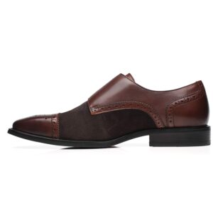 La Milano Mens Leather and Suede Double Monk Strap Loafer Dress Shoes