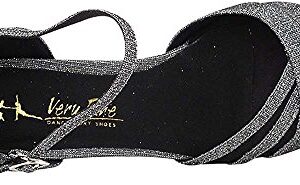 Women's Ballroom Dance Shoes Salsa Latin Practice Dance Shoes Black Glitter Satin 6030FTEB Comfortable - Very Fine 1" Heel 8.5 M US [Bundle of 5]