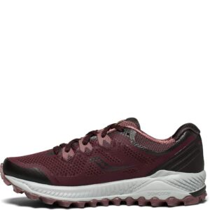 saucony women's peregrine 8 running shoe, wine/beach, 7 medium us