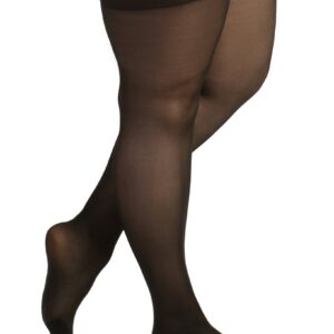 Plus Size Pantyhose for Women Soft Sheer Queen Tights 2 Pairs (8X, Black)