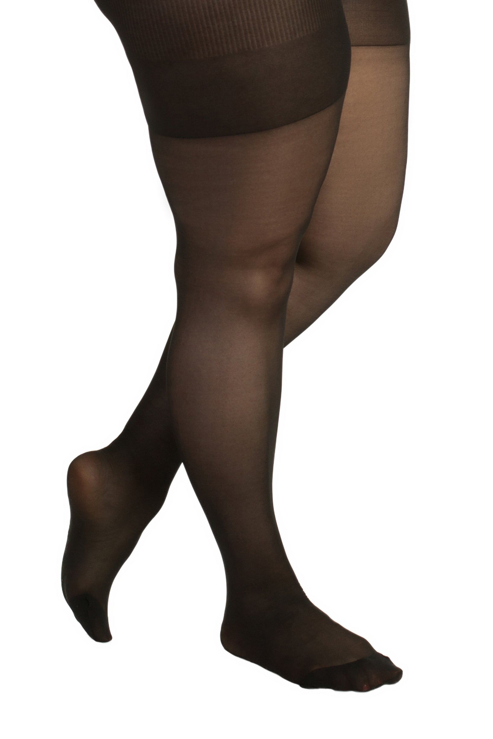 Plus Size Pantyhose for Women Soft Sheer Queen Tights 2 Pairs (8X, Black)